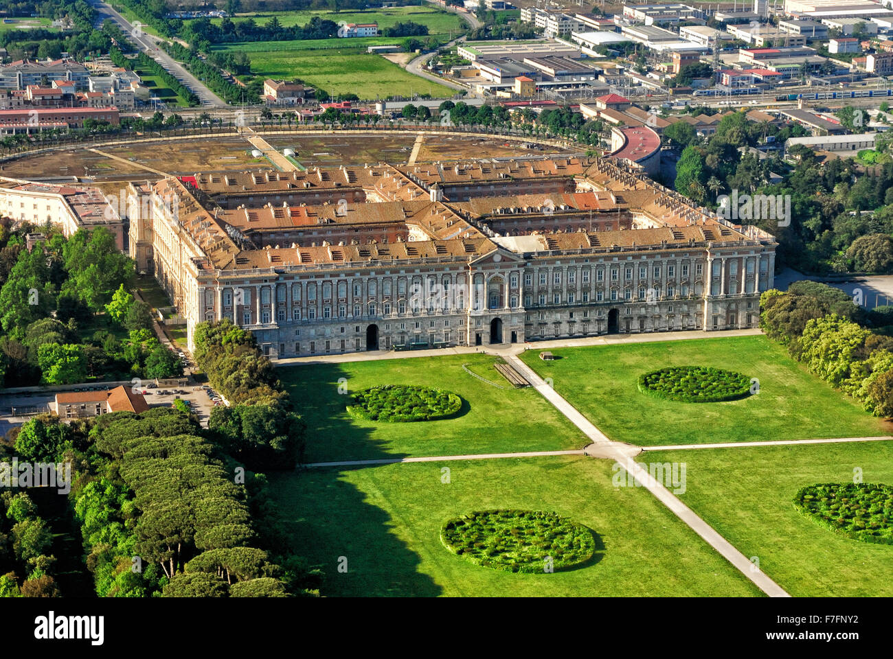 Italy Campania Caserta Royal Palace ( Reggia ) Aerial View Stock Photo ...