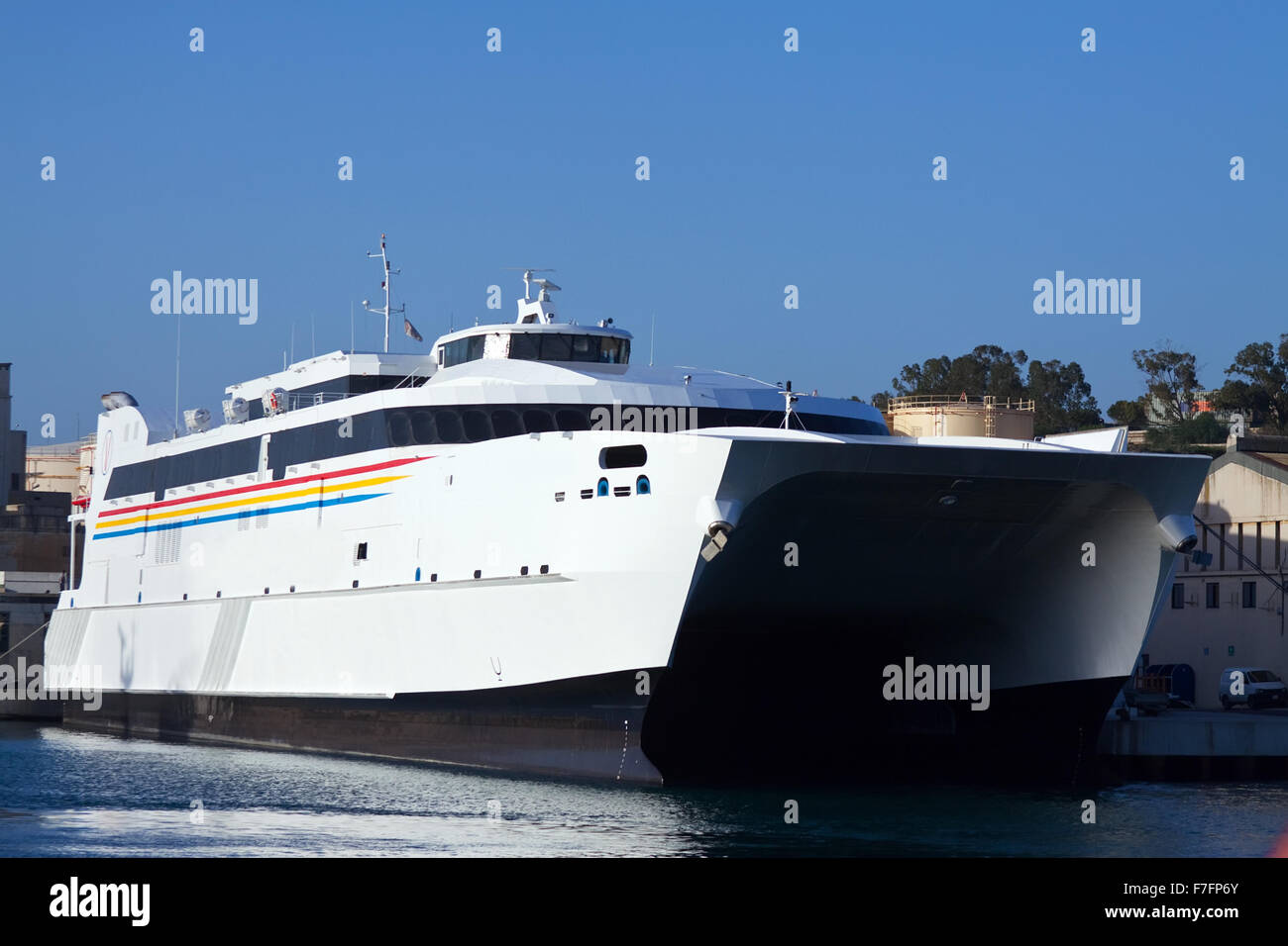 Big catamaran ferry at mediterranean port (Malta Stock Photo - Alamy