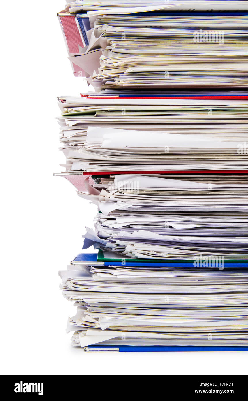 Pile of papers isolated on white Stock Photo - Alamy