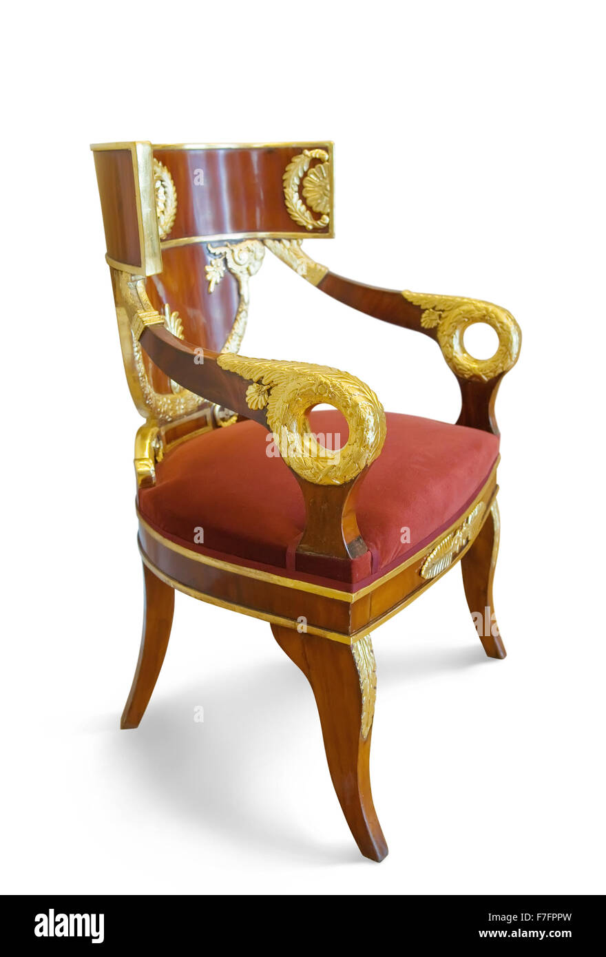 Golden luxury chair. Isolated on white with clipping path Stock Photo ...