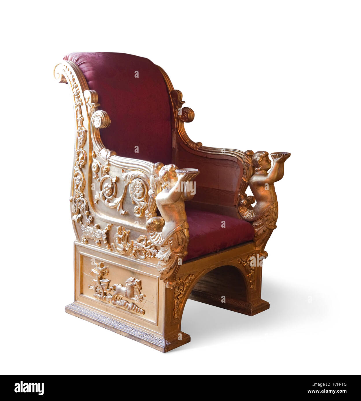Golden luxury chair. Isolated on white with clipping path Stock Photo ...