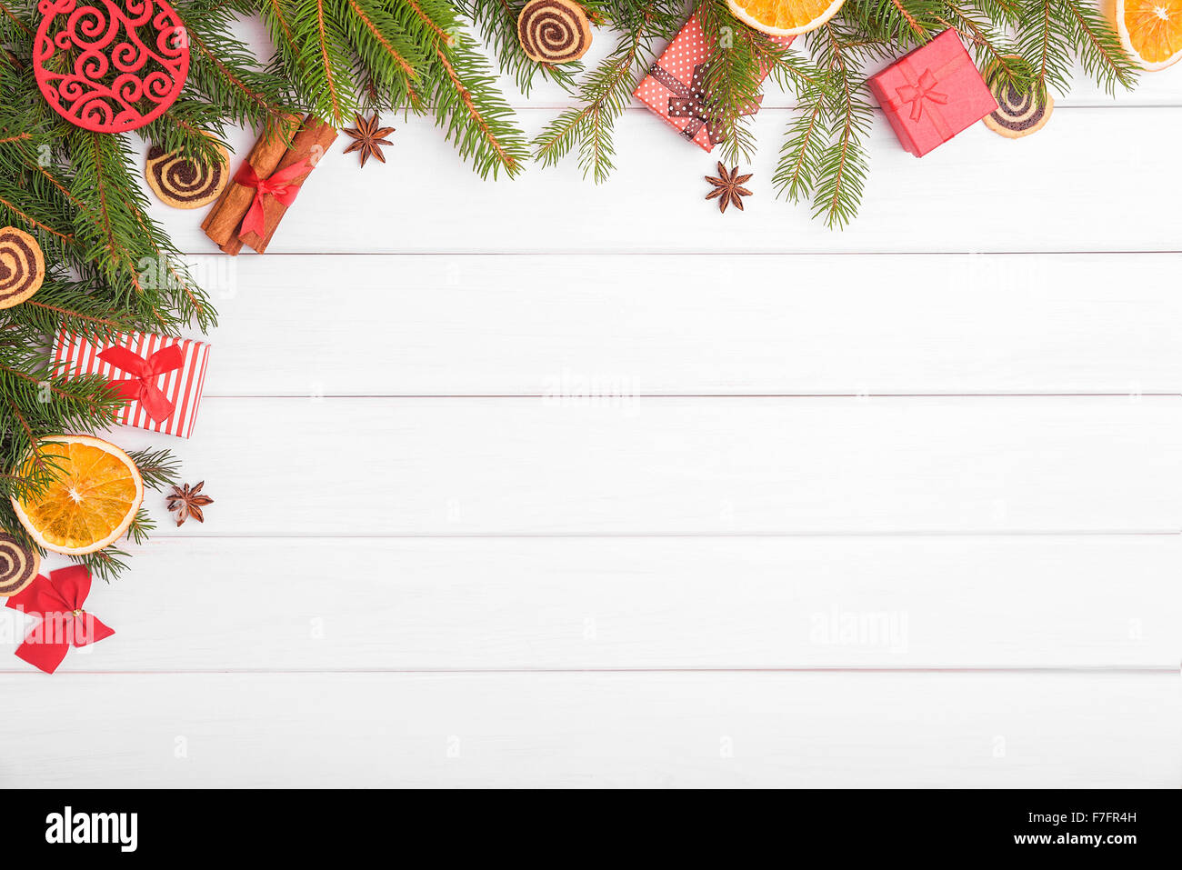 Christmas decorations frame Stock Photo - Alamy