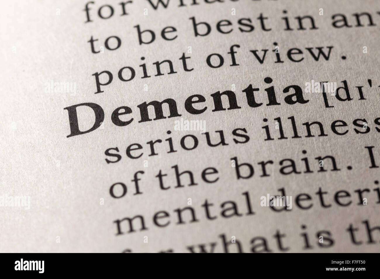 Fake Dictionary, Dictionary definition of the word dementia Stock Photo ...
