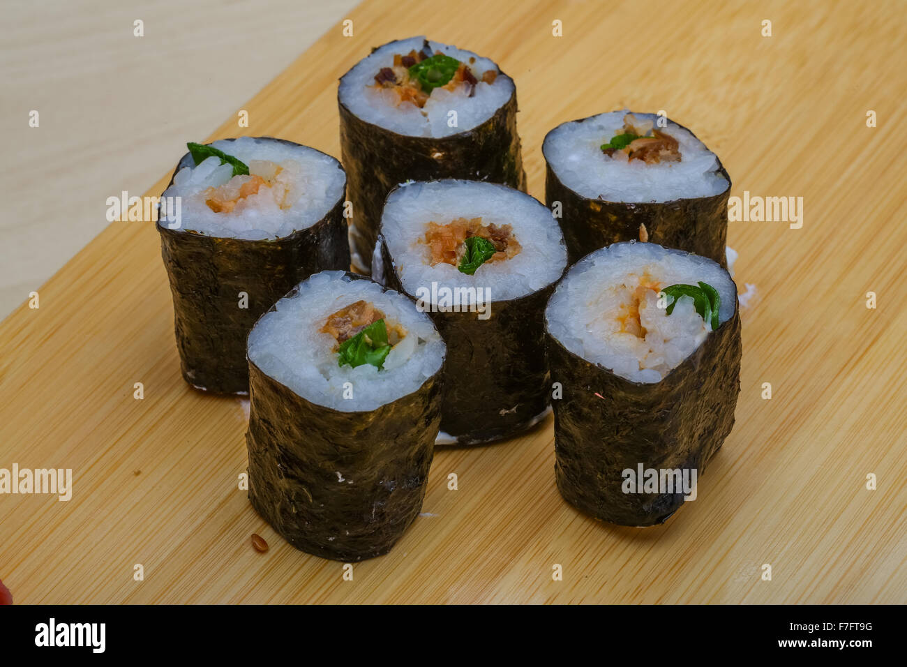 Japan traditional maki roll with green onion Stock Photo - Alamy