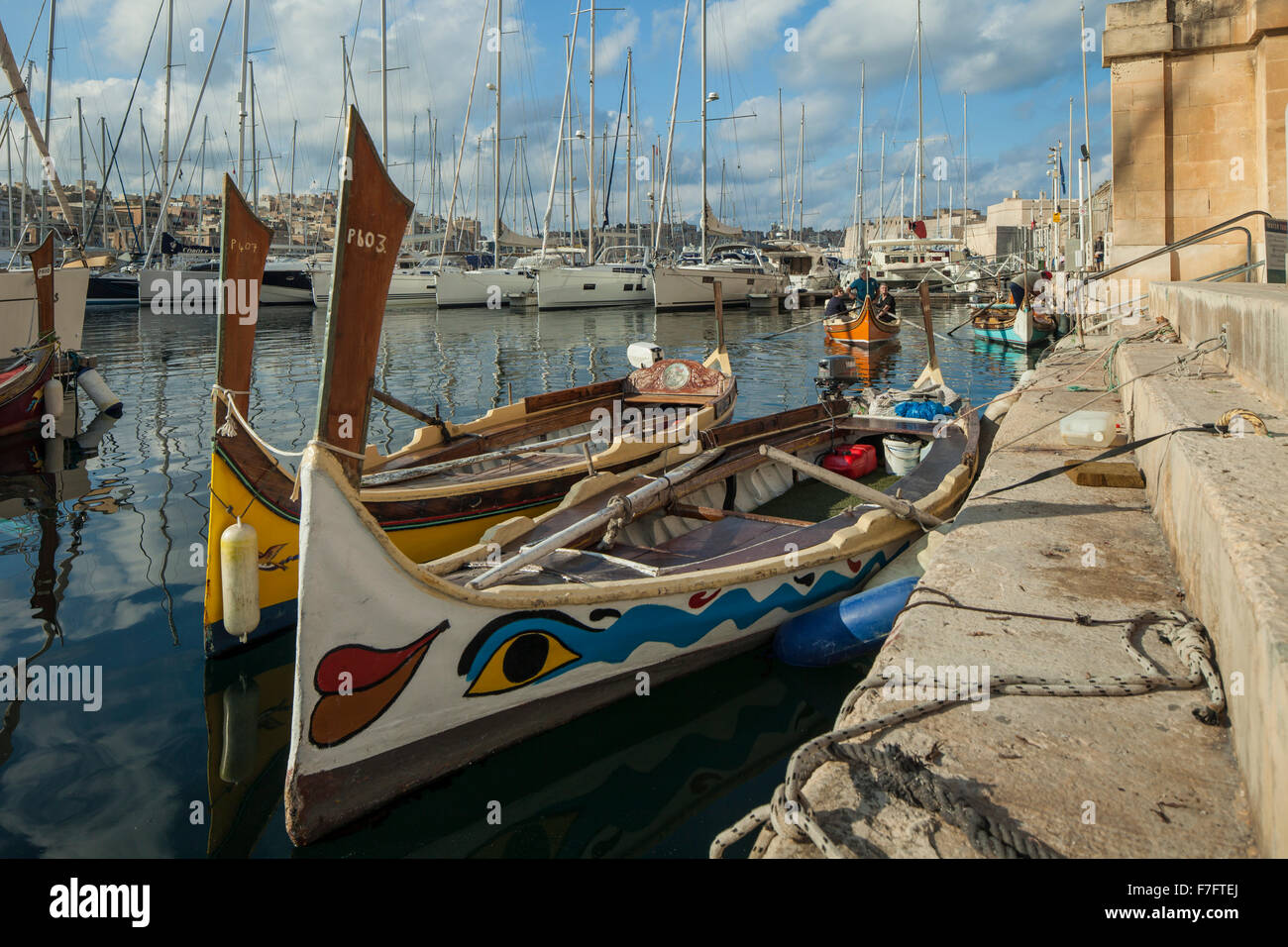 Water taxis in Vittoriosa Yacht Marina, Il-Birgu, Malta Stock Photo - Alamy