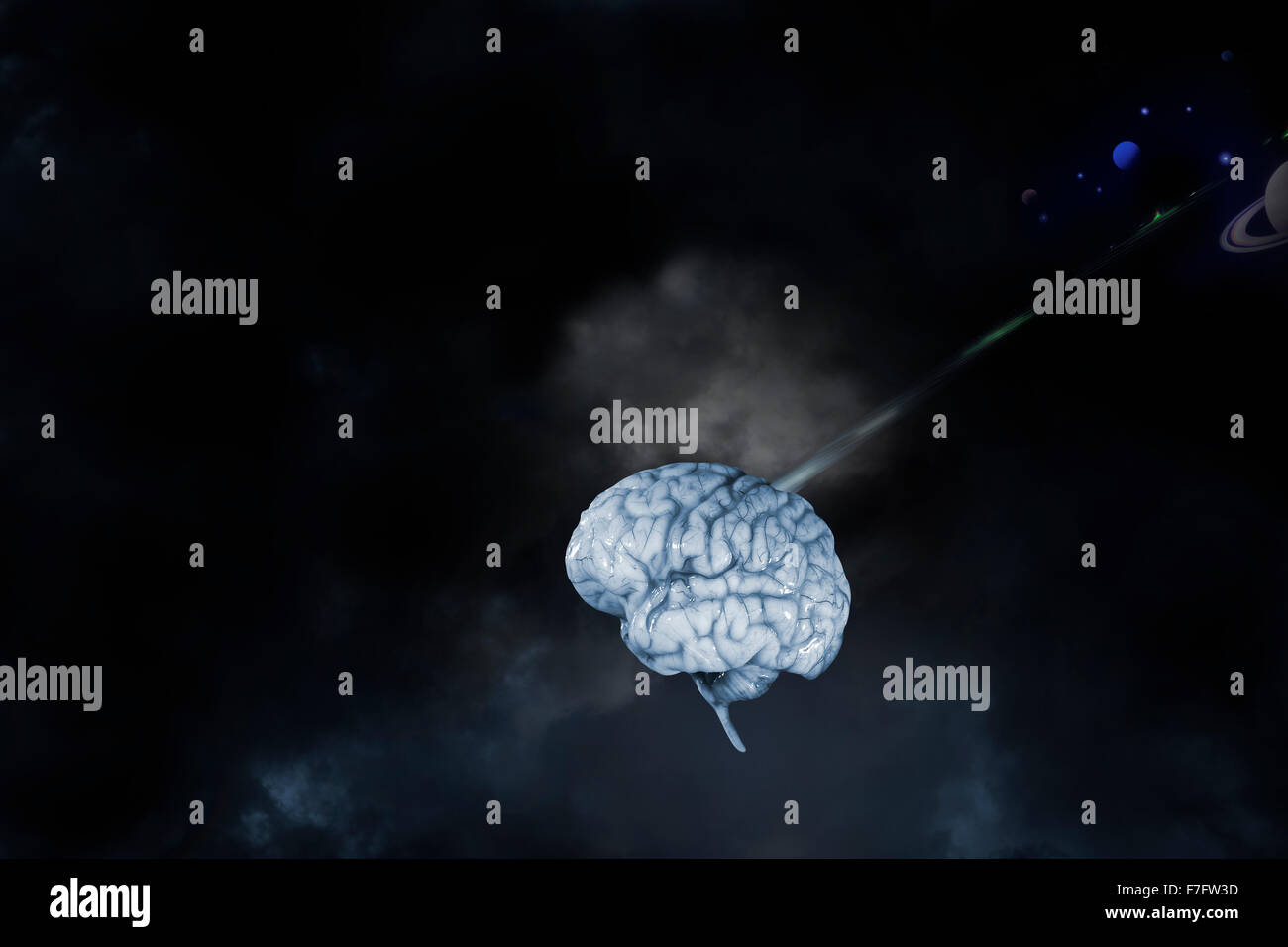 human brain in outer space, communication Stock Photo - Alamy