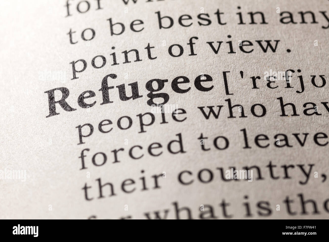 Fake Dictionary, Dictionary definition of the word refugee Stock Photo ...