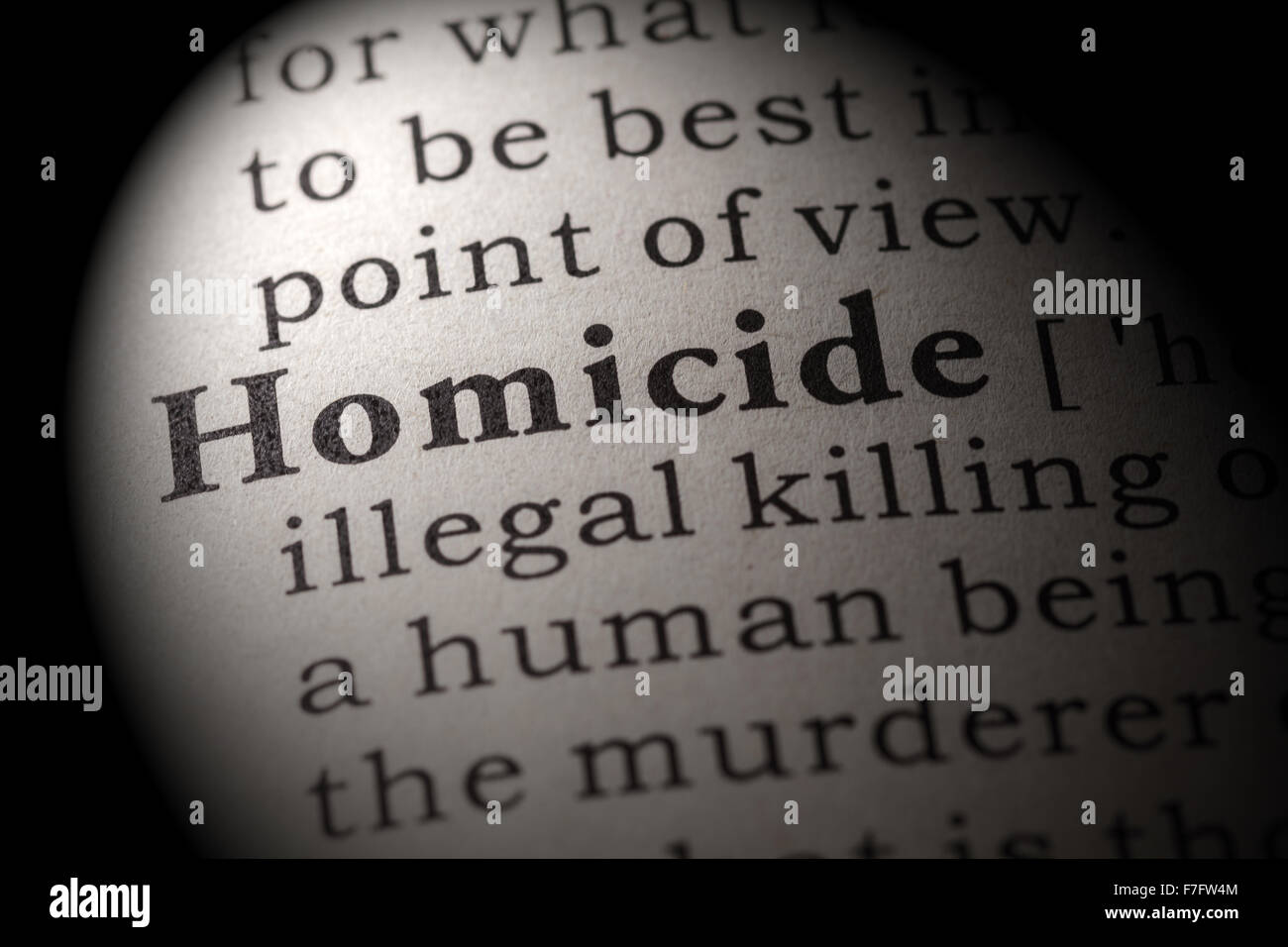 Fake Dictionary, Dictionary definition of the word homicide Stock Photo ...