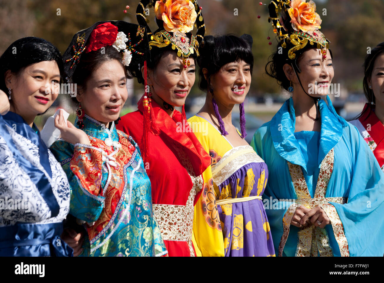 Female Chinese traditional dance performers in costume at Asian ...
