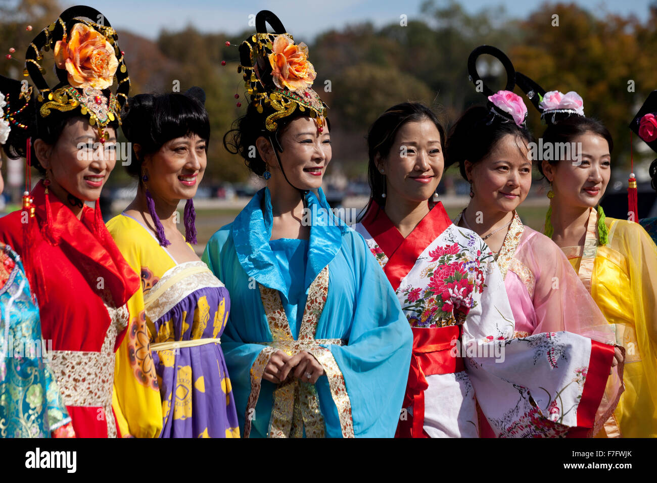 Female Chinese traditional dance performers in costume at Asian ...