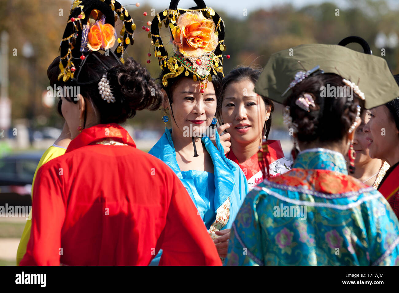 Female Chinese traditional dance performers in costume at Asian ...