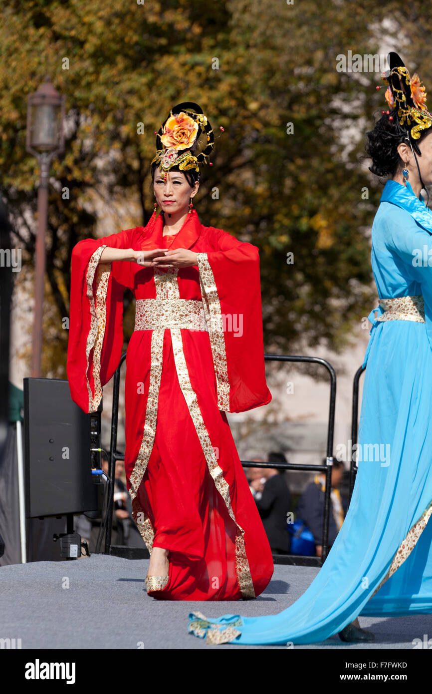 Female Chinese traditional dance performers in costume at Asian ...