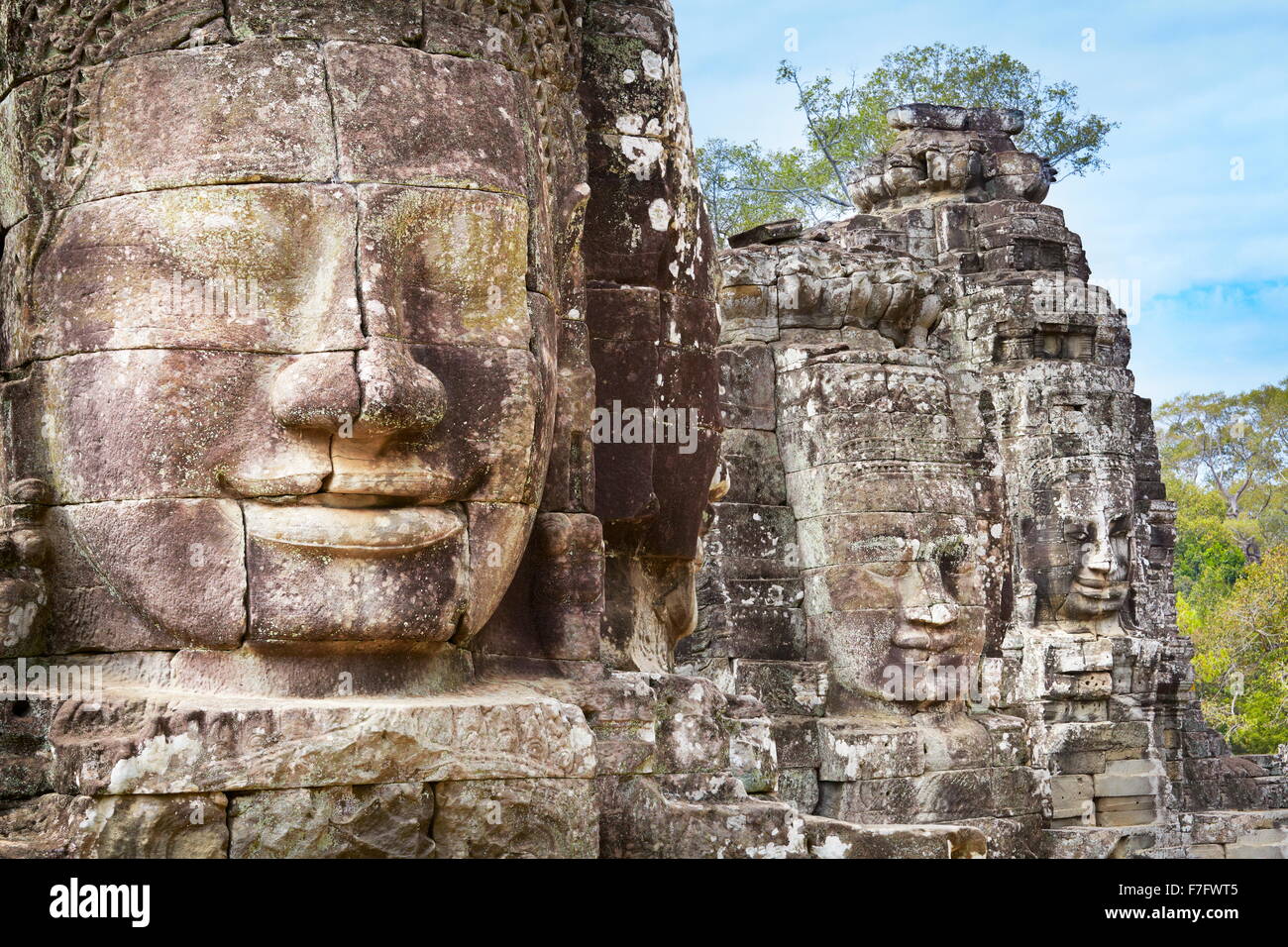 Faces of Bayon Temple, Angkor Thom, Cambodia, Asia Stock Photo - Alamy