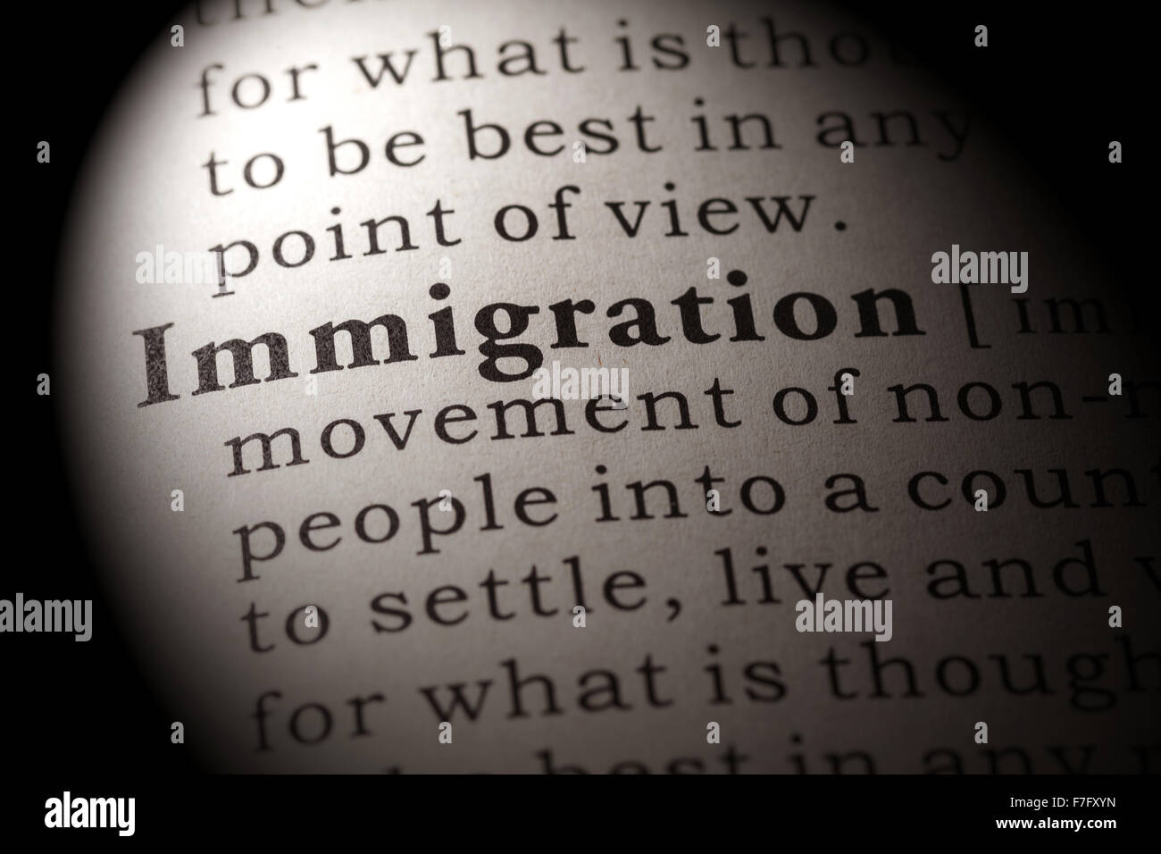 Fake Dictionary, Dictionary definition of the word immigration Stock ...