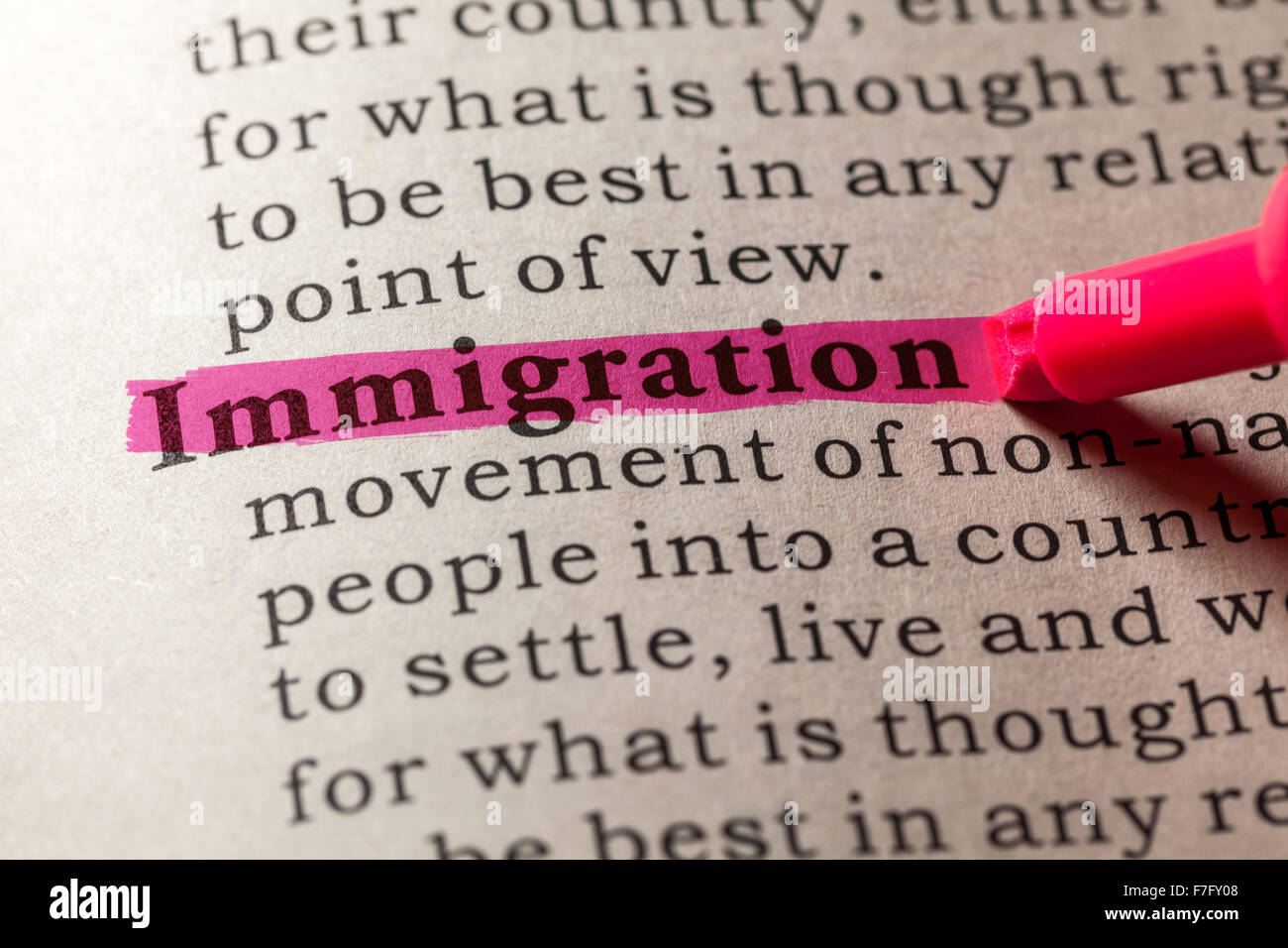 Fake Dictionary, Dictionary definition of the word immigration Stock ...