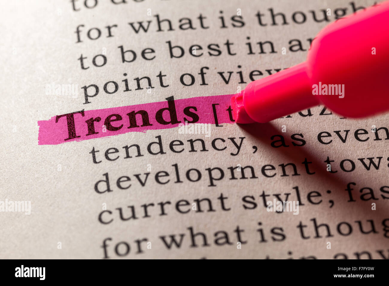 Fake Dictionary, Dictionary definition of the word trends Stock Photo ...