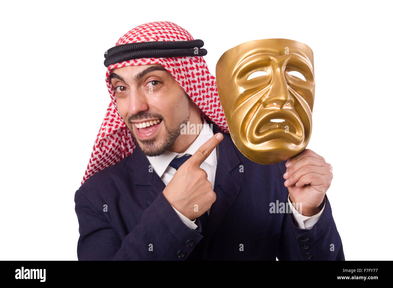 Arab man with mask on white Stock Photo - Alamy