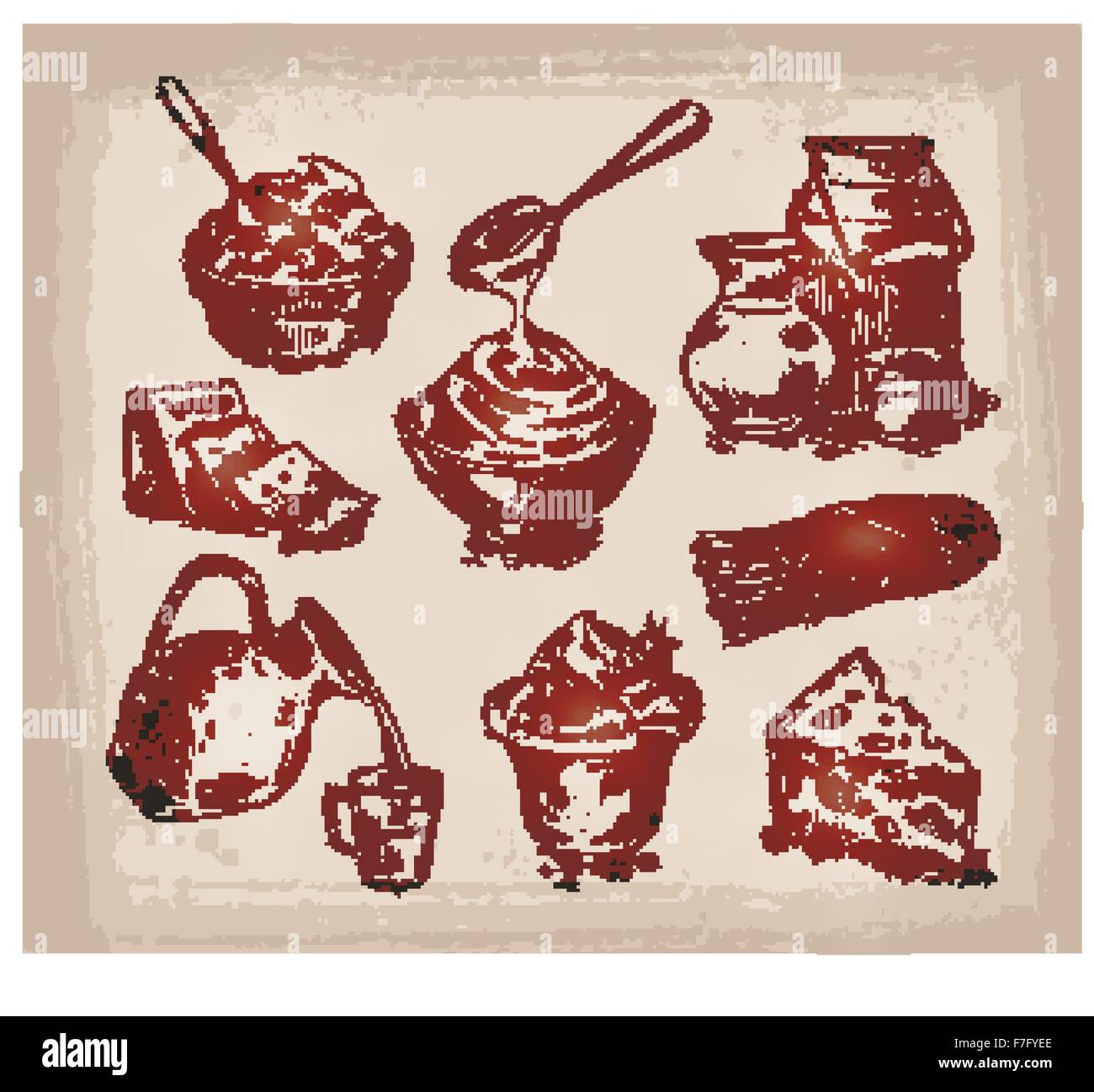 Hand Drawn Sketch Set Of Dairy Products Vector Illustration Stock