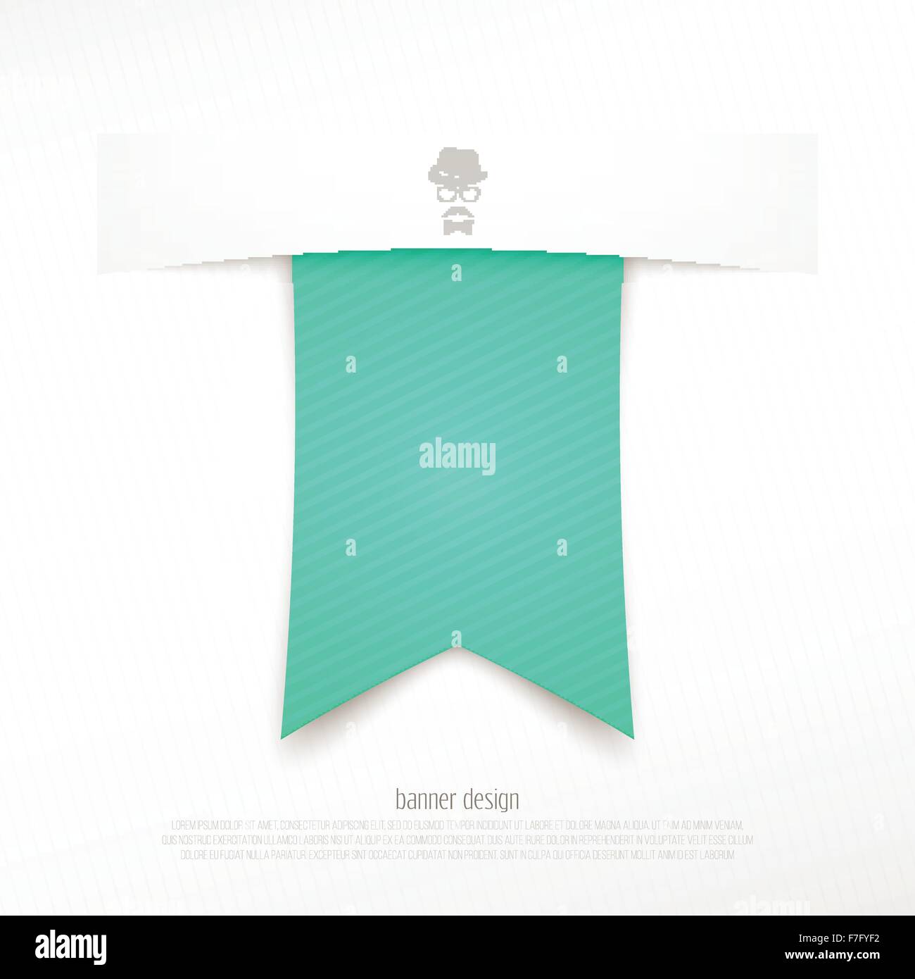 cyan ribbon bookmark isolated on white background. vector banner design ...