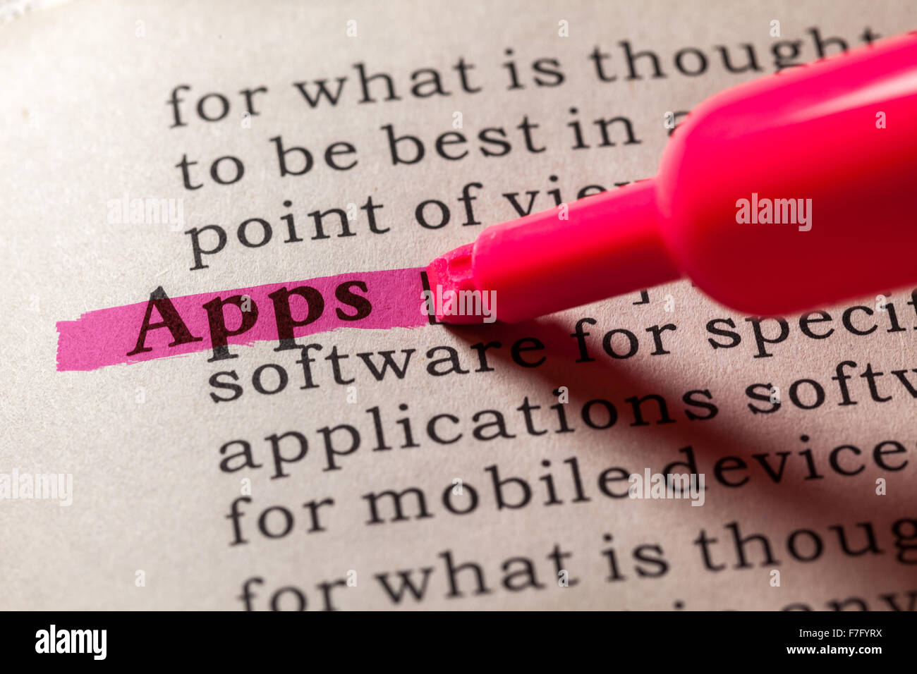 Fake Dictionary, Dictionary definition of the word apps Stock Photo - Alamy