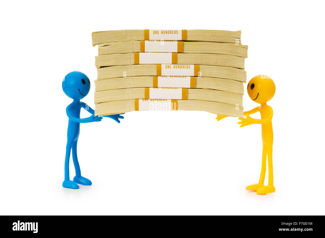 Two smilies carrying stack of dollars Stock Photo - Alamy