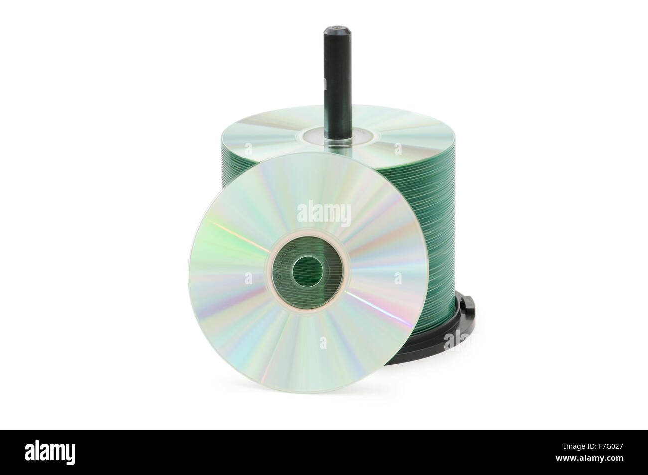Spindle of cd disks isolated on white Stock Photo - Alamy