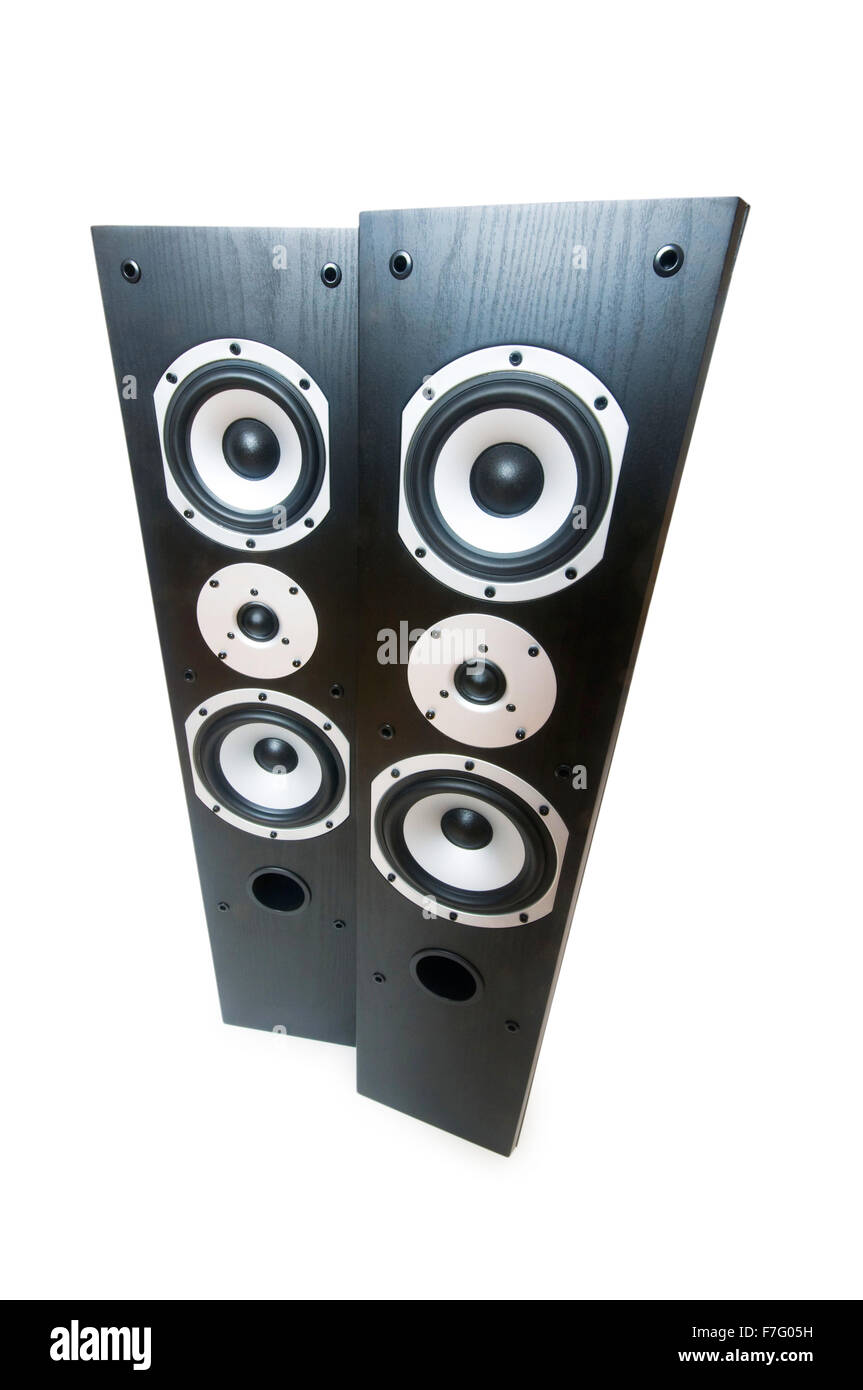 Two speakers isolated on the white background Stock Photo - Alamy