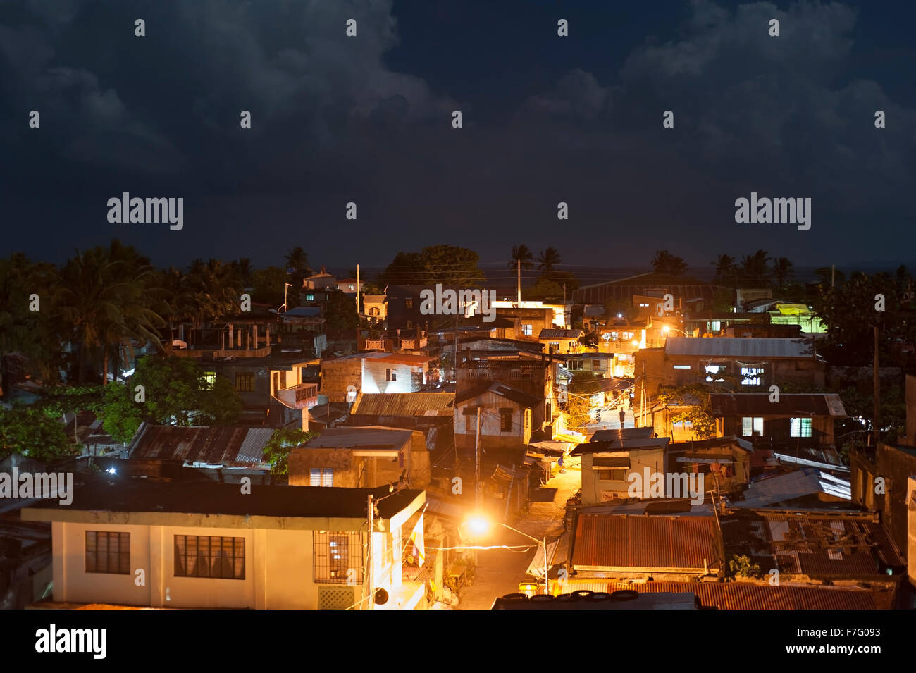 Top view on slums at night in Legaspi city, Philippines Stock Photo - Alamy