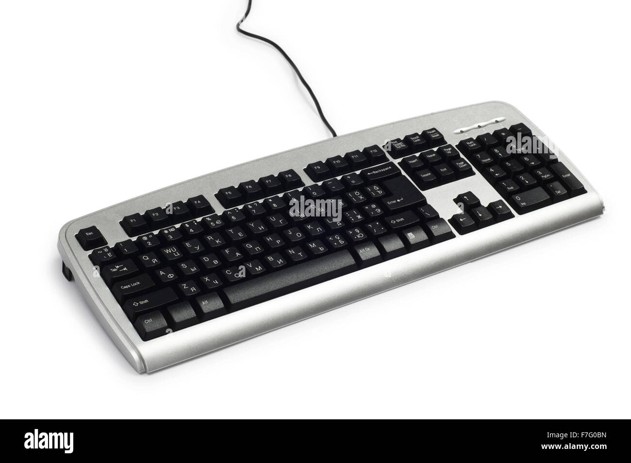 Silver keyboard isolated on the white background Stock Photo - Alamy