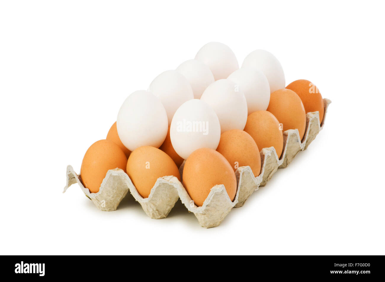 Lots of eggs in the carton isolated on white Stock Photo - Alamy