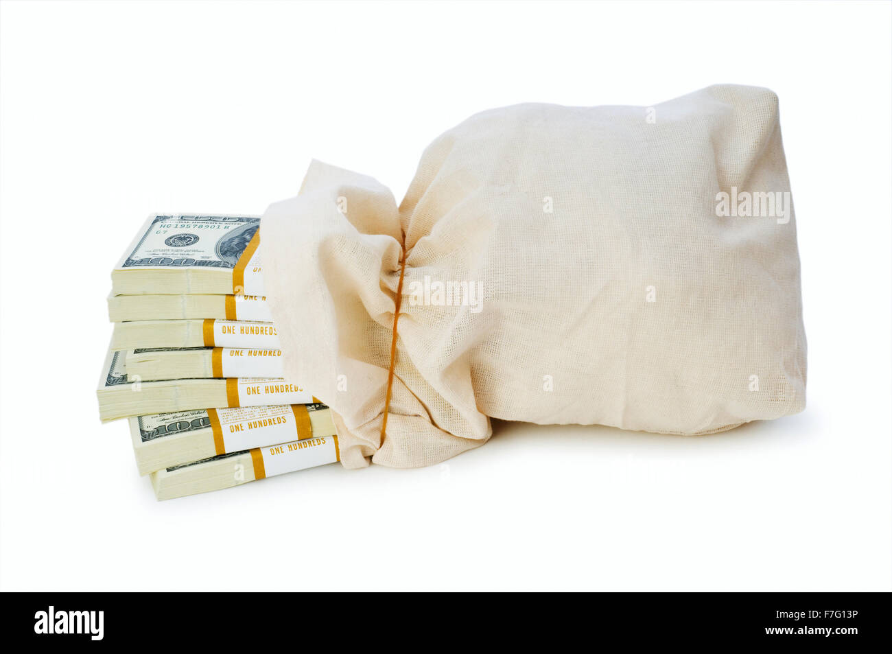 Sack of money isolated on the white Stock Photo - Alamy