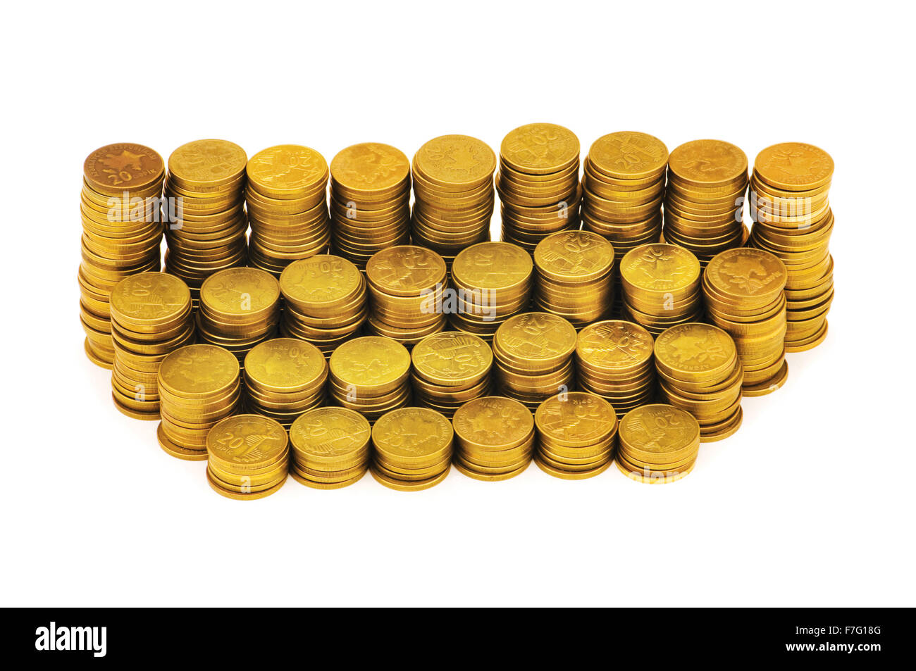 Stack of coins isolated on the white Stock Photo - Alamy
