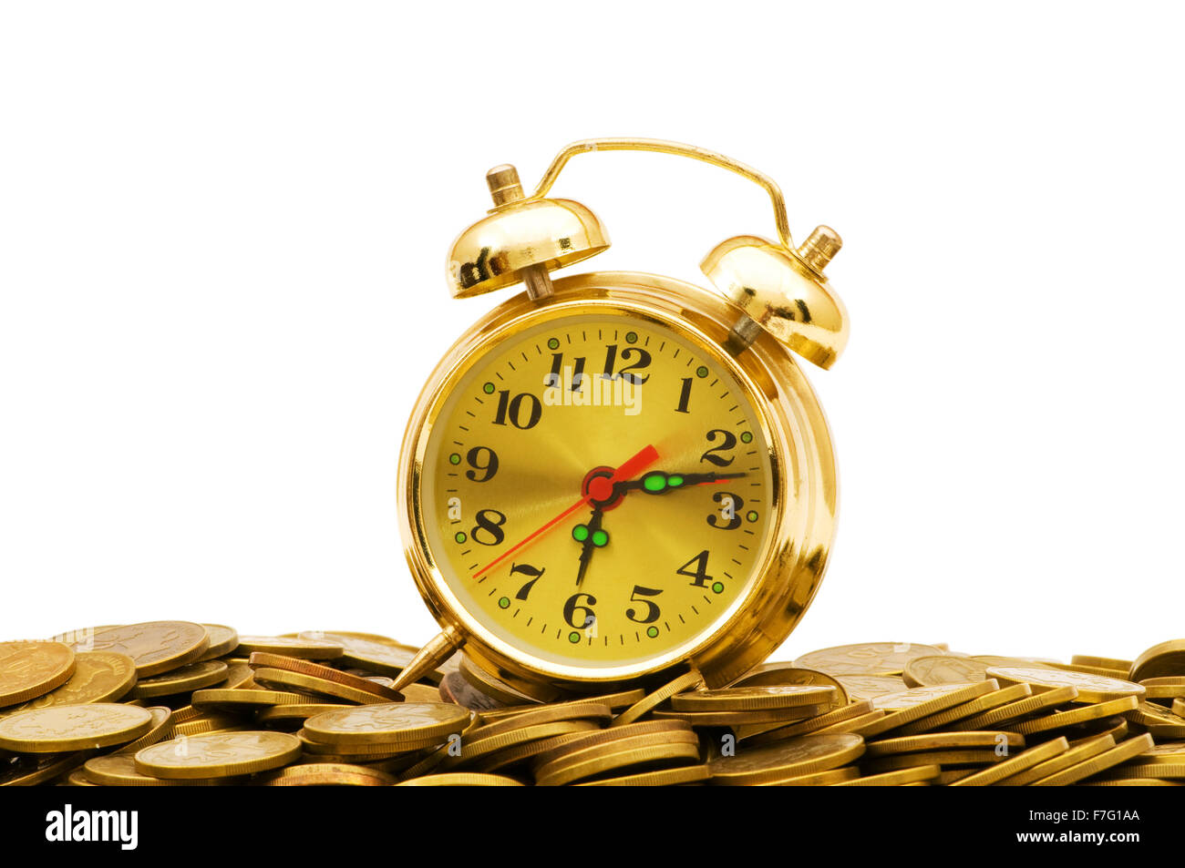 Time is money concept with clock and coins Stock Photo - Alamy