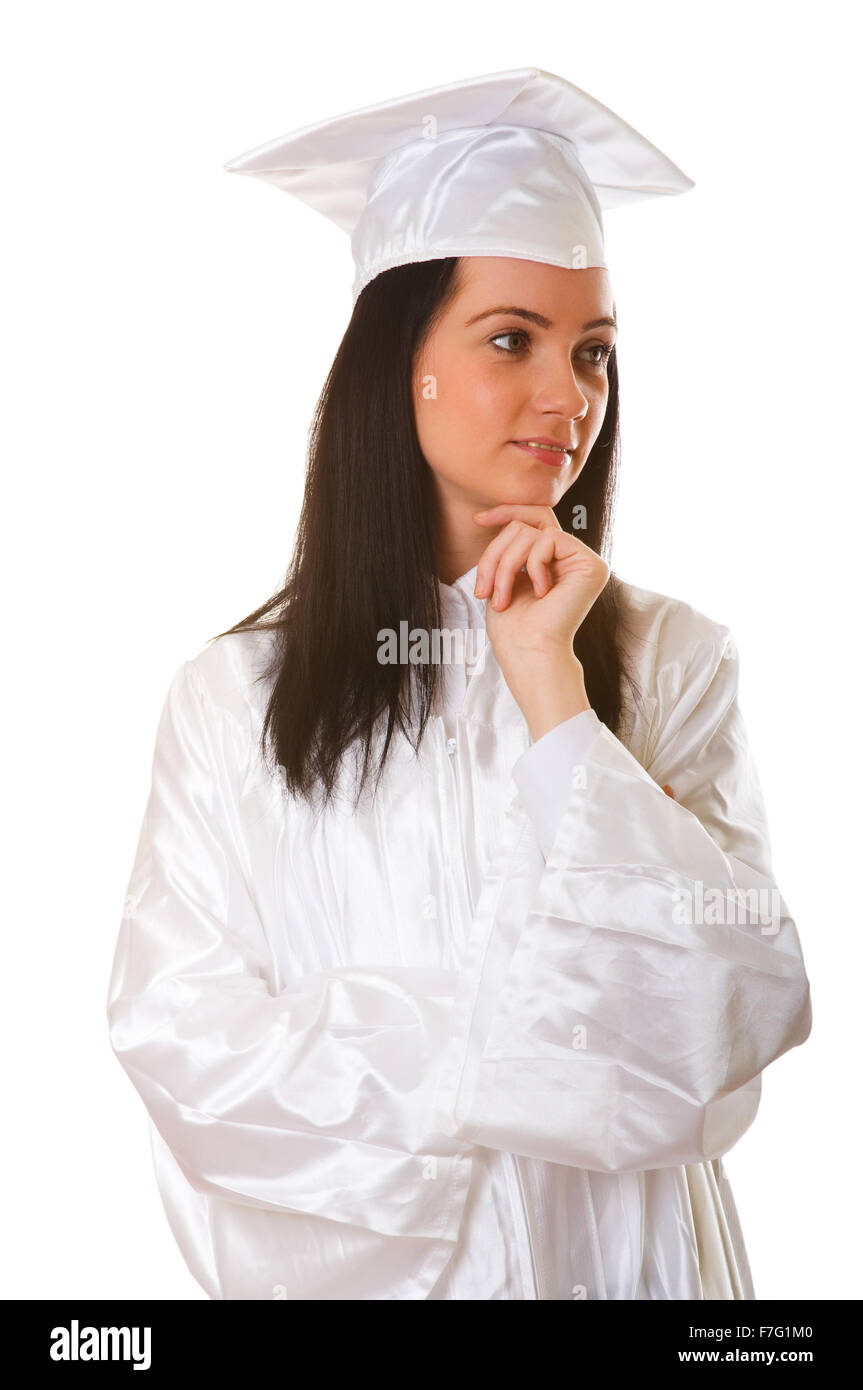 Young graduate isolated on the white background Stock Photo - Alamy