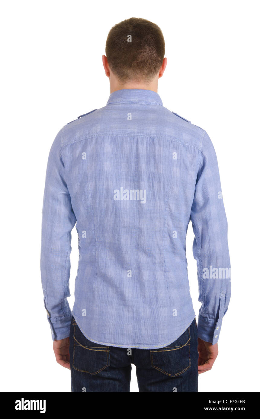 Male model with shirt isolated on white Stock Photo - Alamy