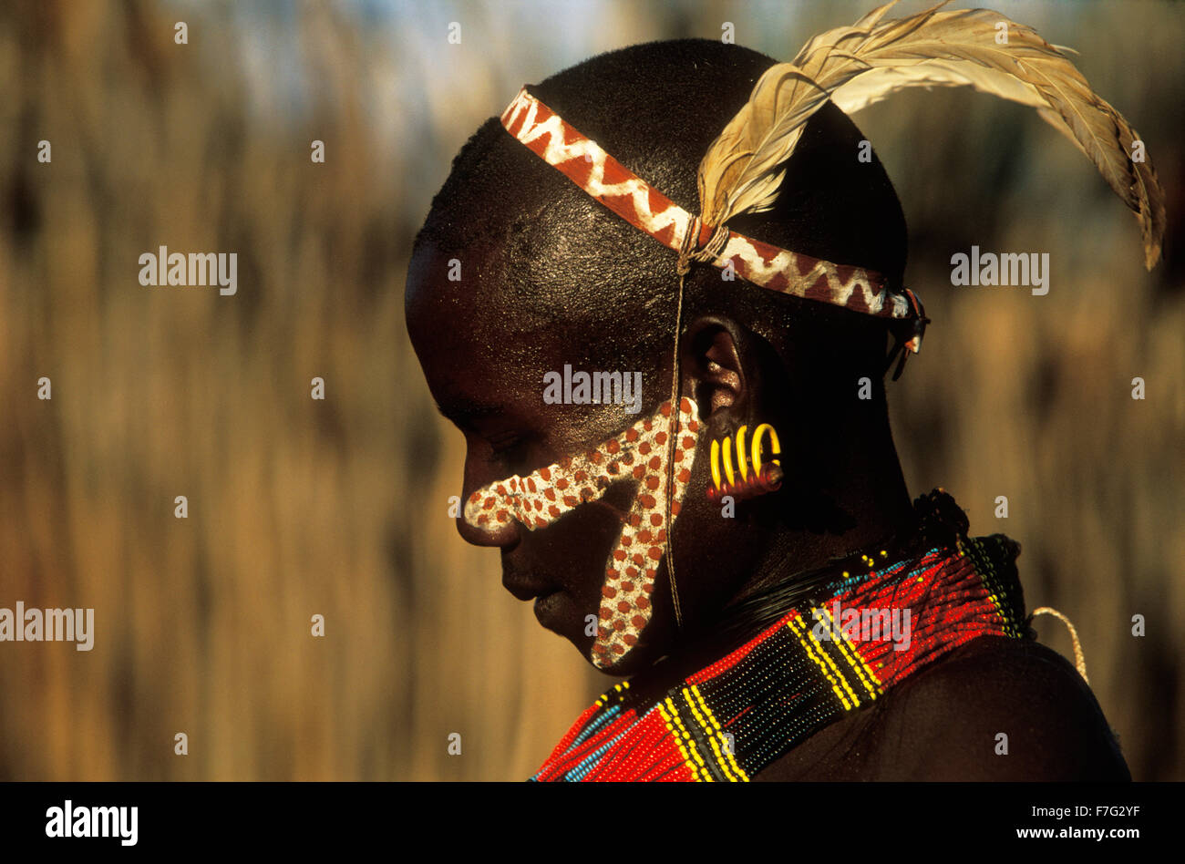 A Hamar man taking part in a bull jump in South Omo, Ethiopia, in ...