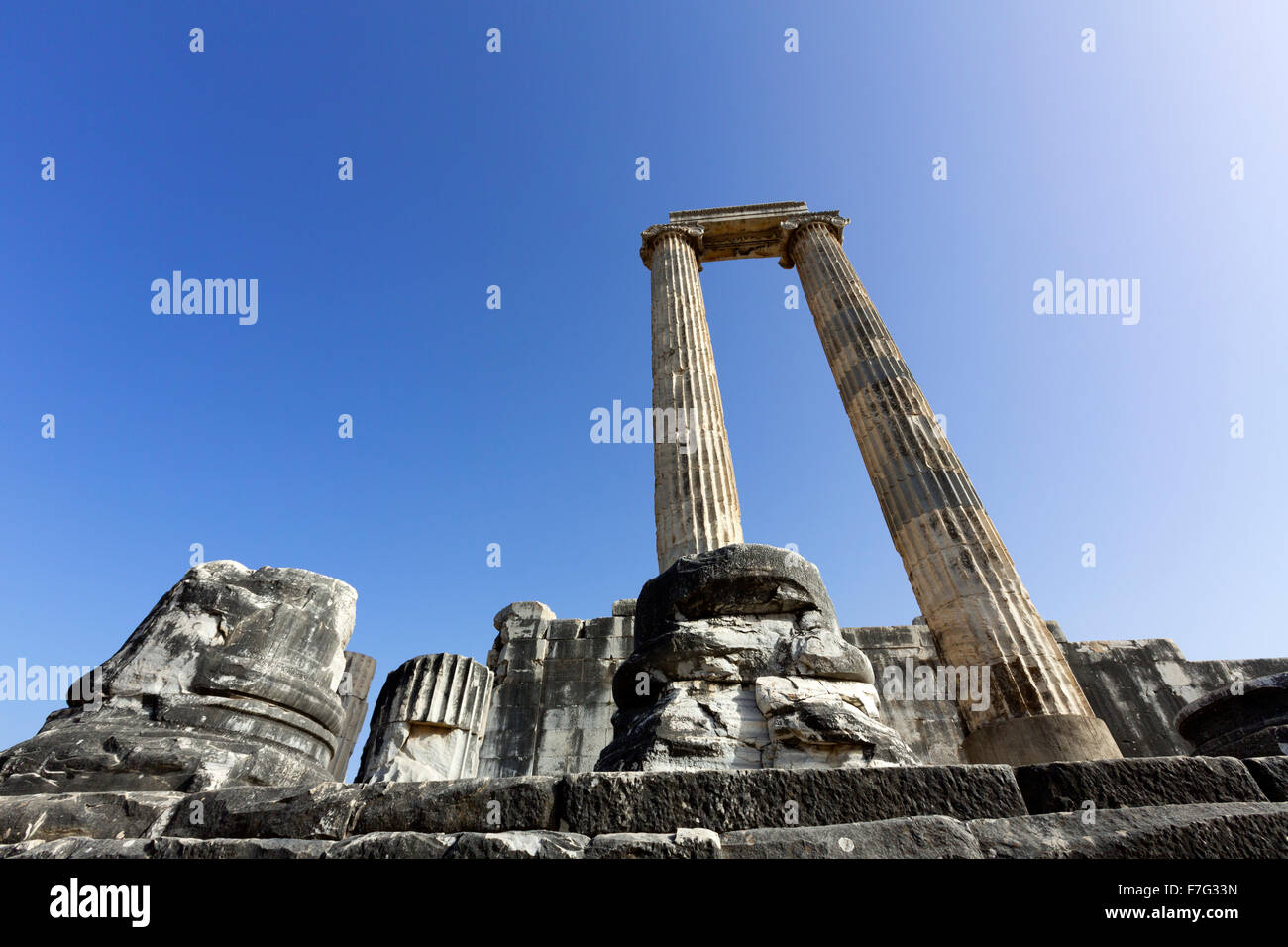 Ionian stone Columns in the ruins of the Temple of Apollo at Didyma, an ...