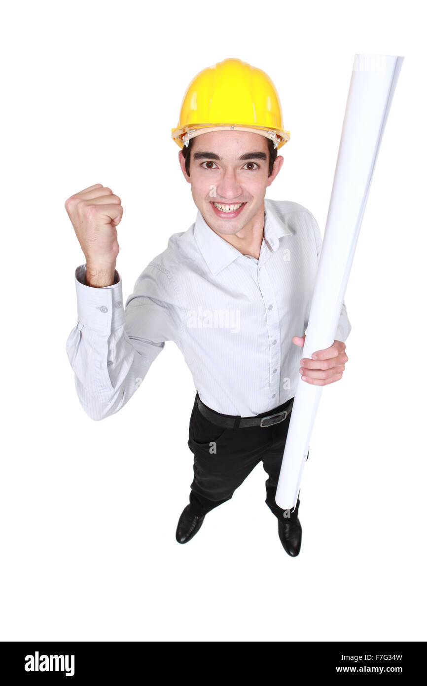 Architect celebrating successful build Stock Photo - Alamy