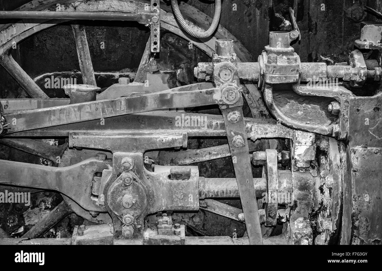Detail of a part of the engine of an old steam locomotive Stock Photo ...