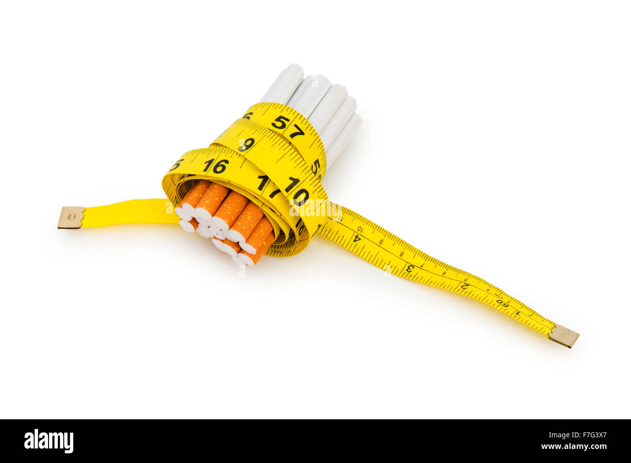 Smoking concept with measuring tape and cigarettes Stock Photo - Alamy