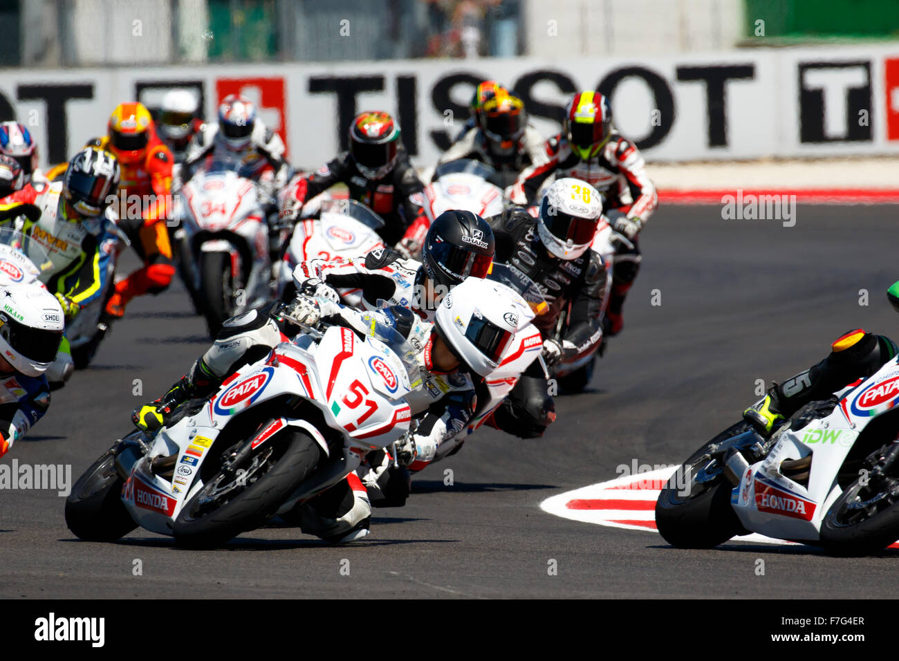 Misano Adriatico, Italy - June 21, 2015: Bikes prepare to leave the ...