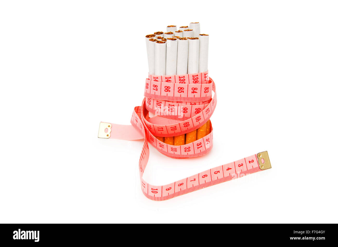 Smoking concept with measuring tape and cigarettes Stock Photo - Alamy