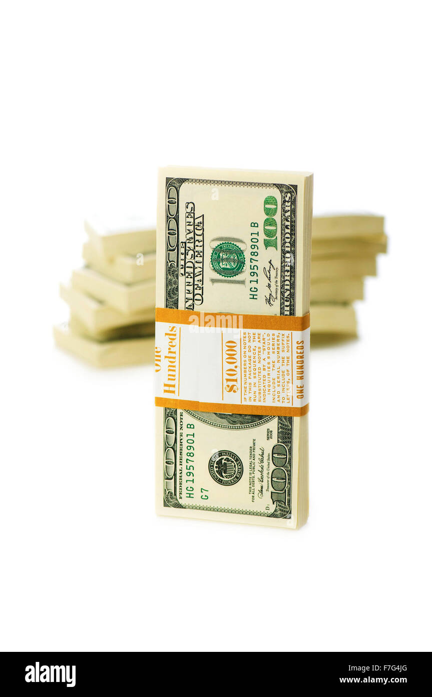 Stack of dollars isolated on the white Stock Photo - Alamy