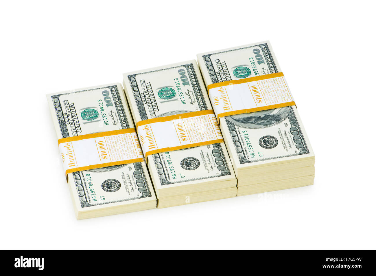 Stack of dollars isolated on the white Stock Photo - Alamy