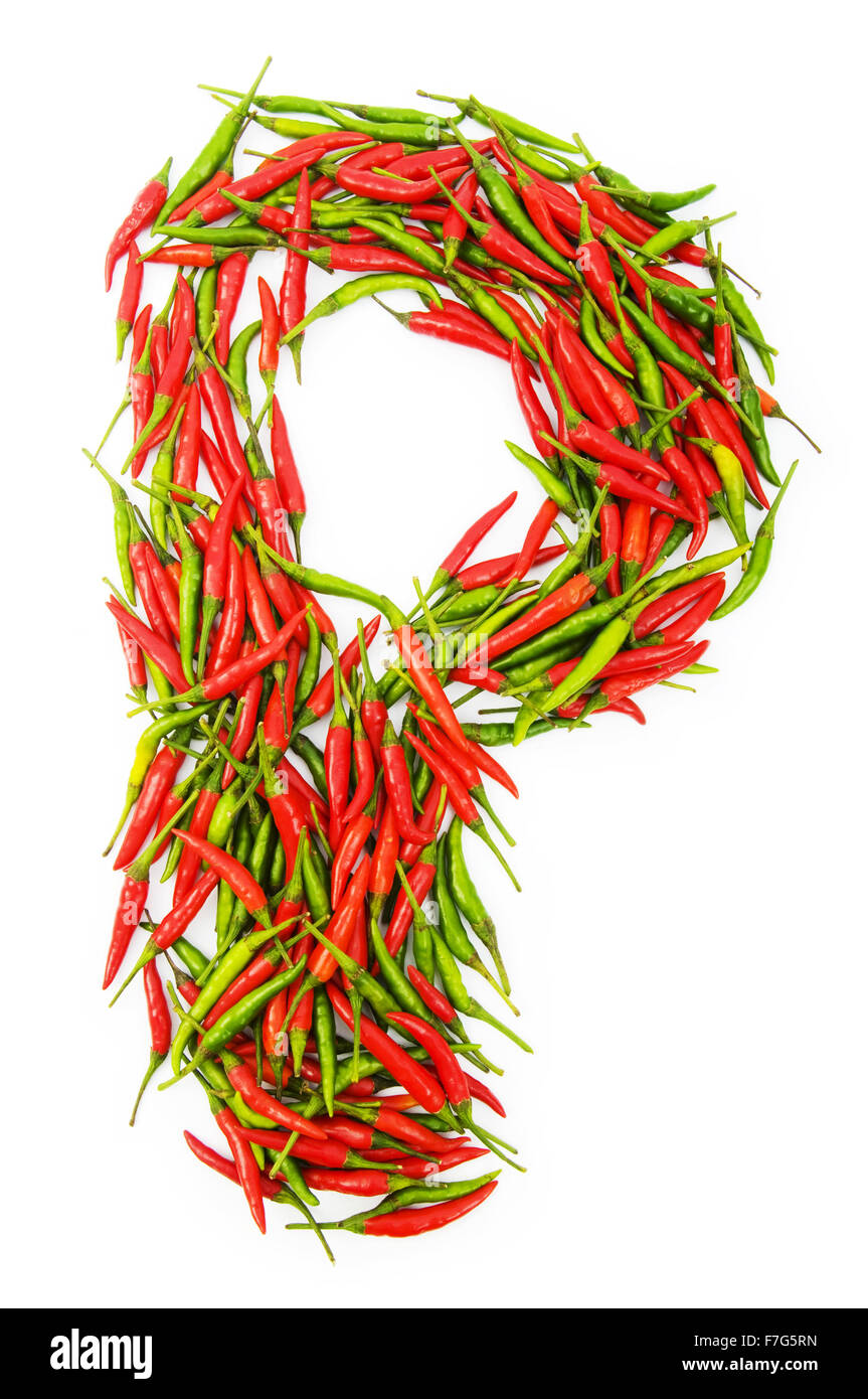 Alphabet with green and red peppers - letter Stock Photo - Alamy
