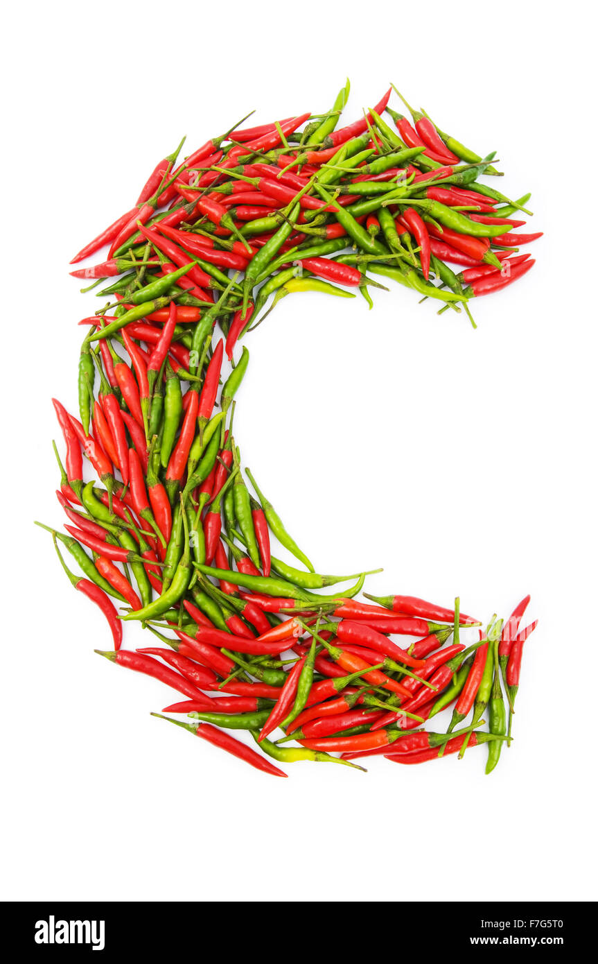 Alphabet with green and red peppers - letter Stock Photo - Alamy