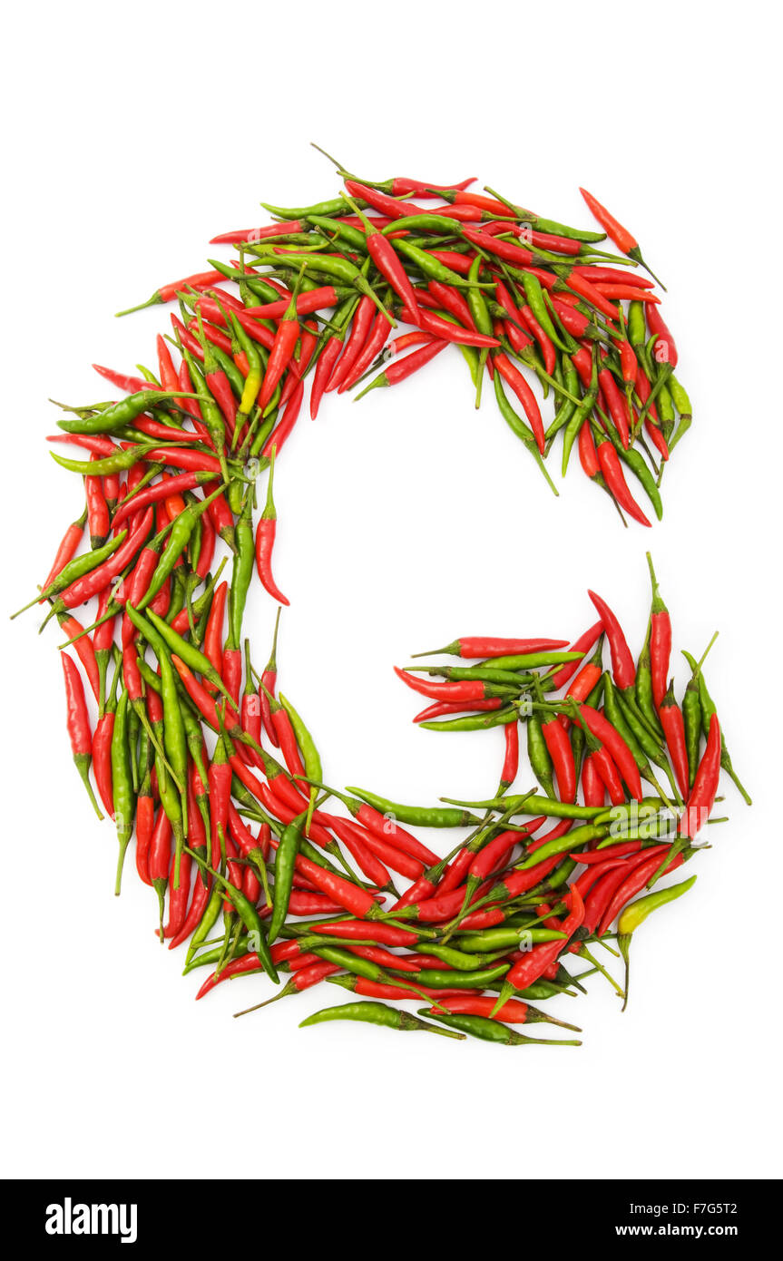 Alphabet with green and red peppers - letter Stock Photo - Alamy