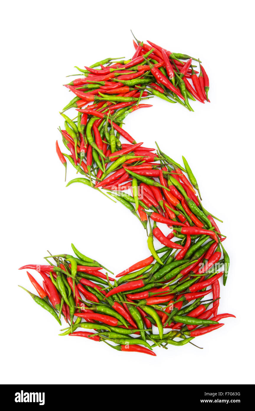 Alphabet with green and red peppers - letter Stock Photo - Alamy