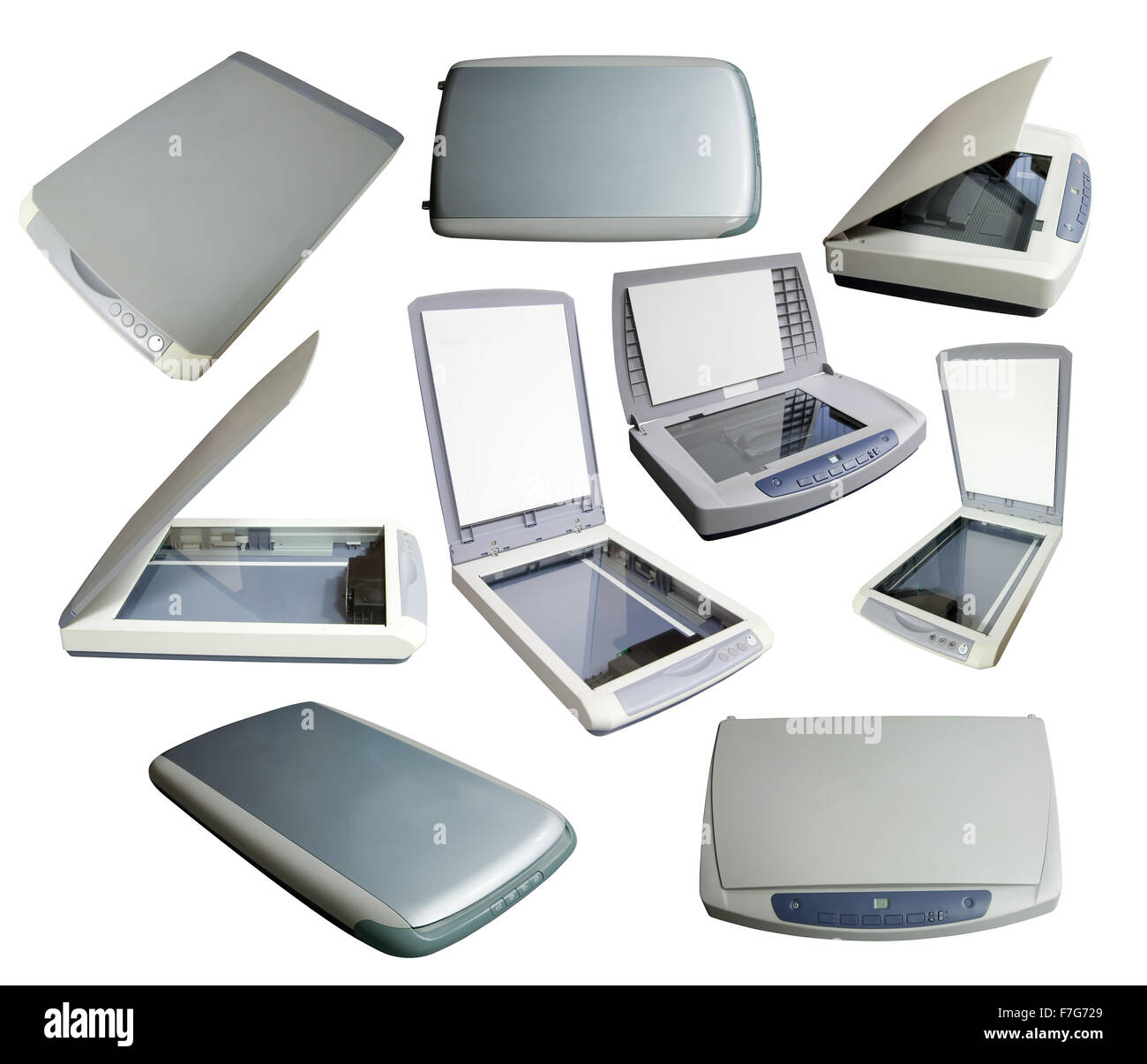 Set of office A4 scanners. Isolated on white with clipping path Stock ...