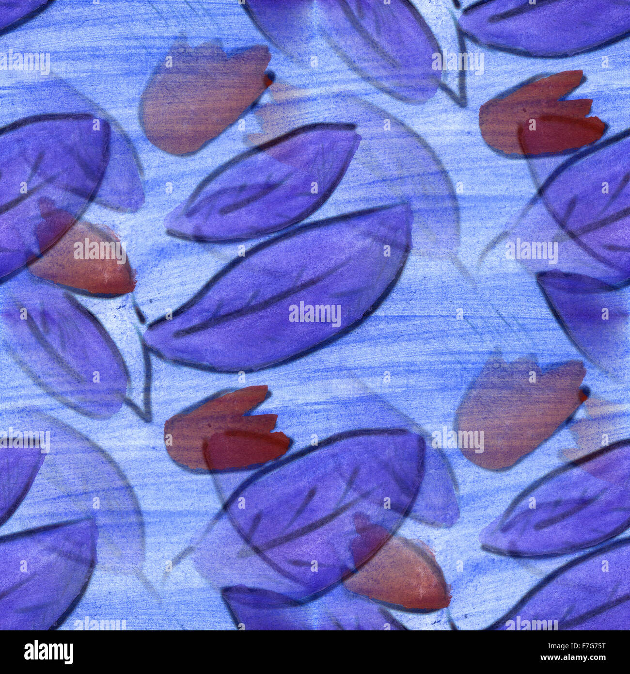 purple tulip flower pattern texture watercolor handmade seamless ...